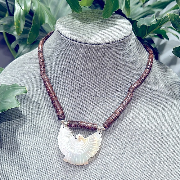 Accessories | Vintage Hand Carved Mother Of Pearl Phoenix Necklace ...